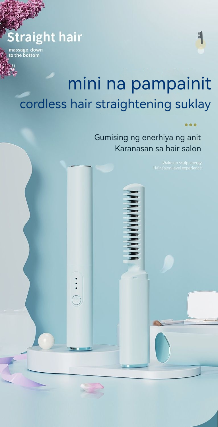Straight Hair Comb Wireless 2 in 1 Hair Straightener and Curler USB ...