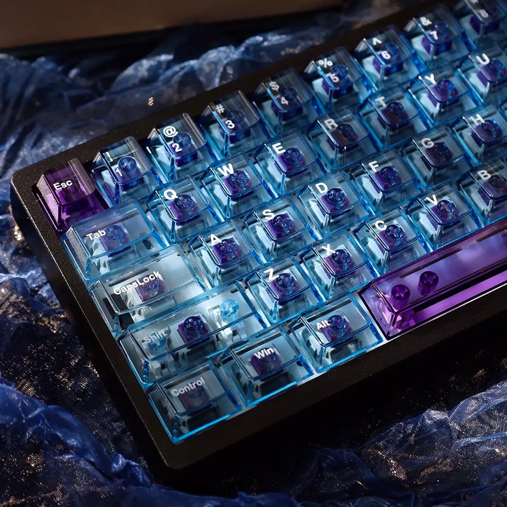 Purple PC Transparent Keycap/set 114Keys Cherry Profile Custom Keycaps ...