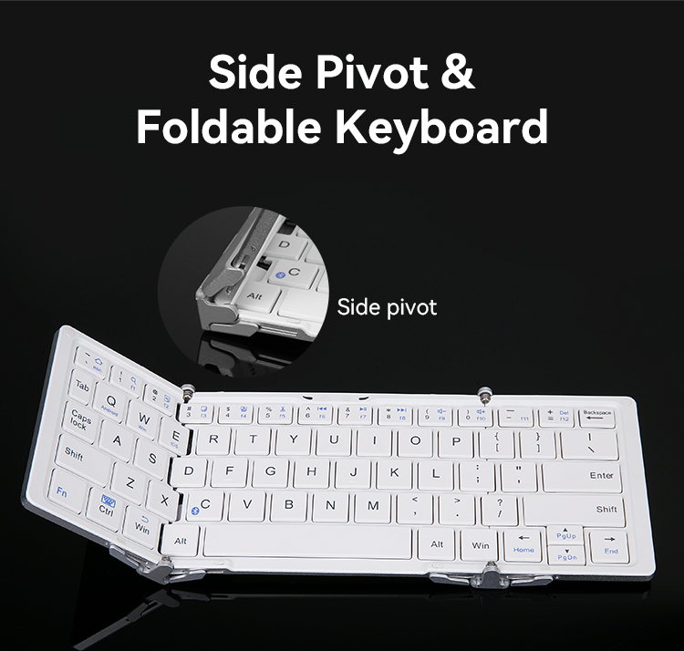 Bow Slim Mini Foldable Bluetooth Keyboard Hb066 Wireless Bt Rechargeable Portable Three Folding