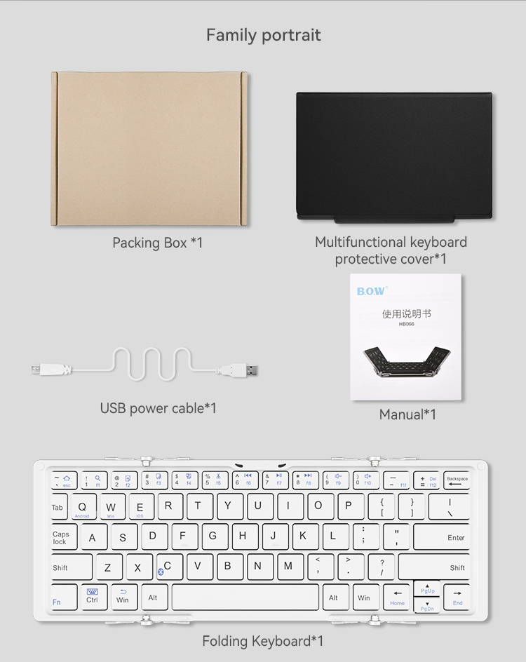 BOW Slim Mini Foldable Bluetooth Keyboard HB066 Wireless BT ...