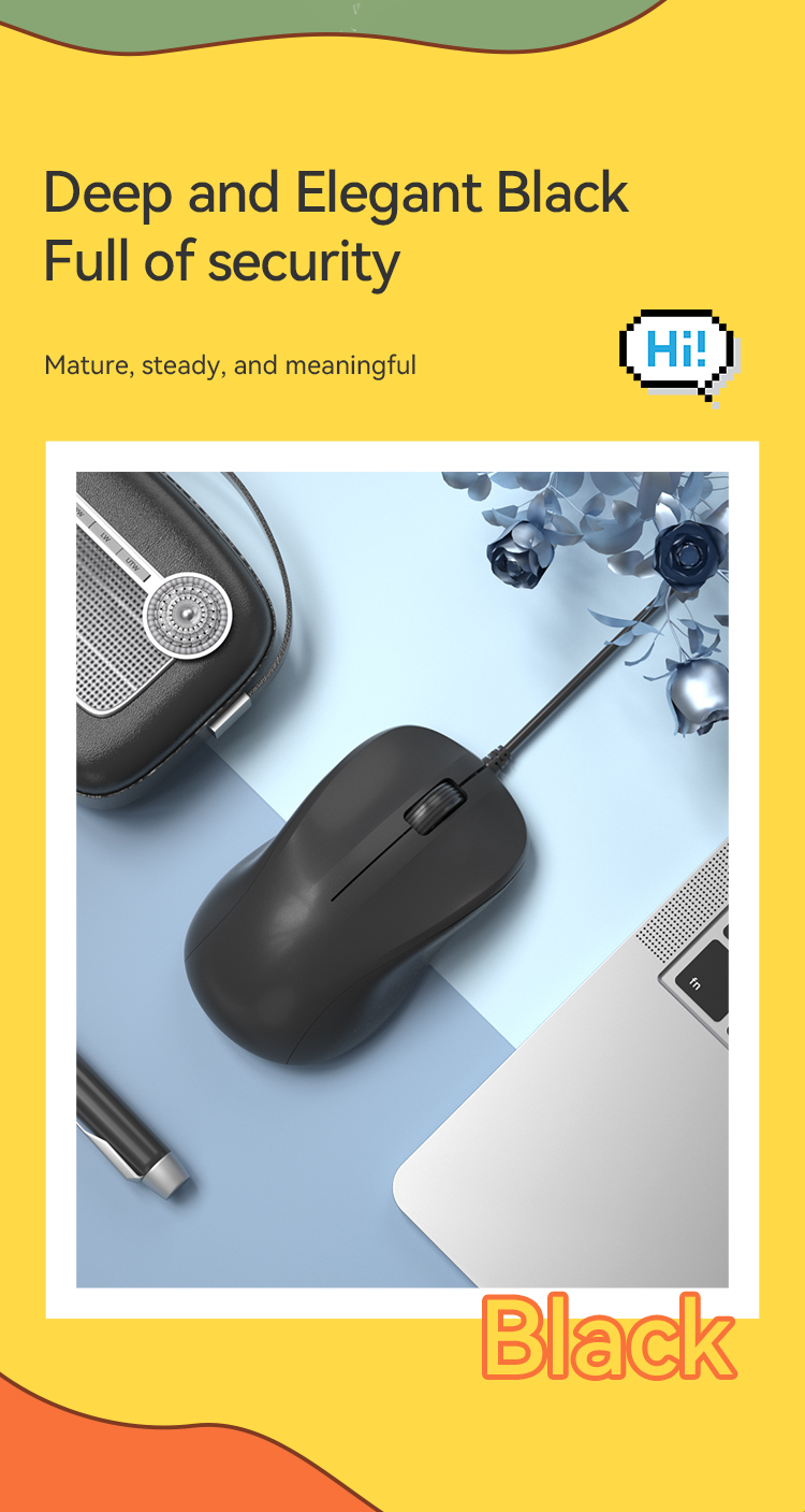 B.O.W M136U Wired Mouse Cute White Black Green Colorful Silent Yellow ...