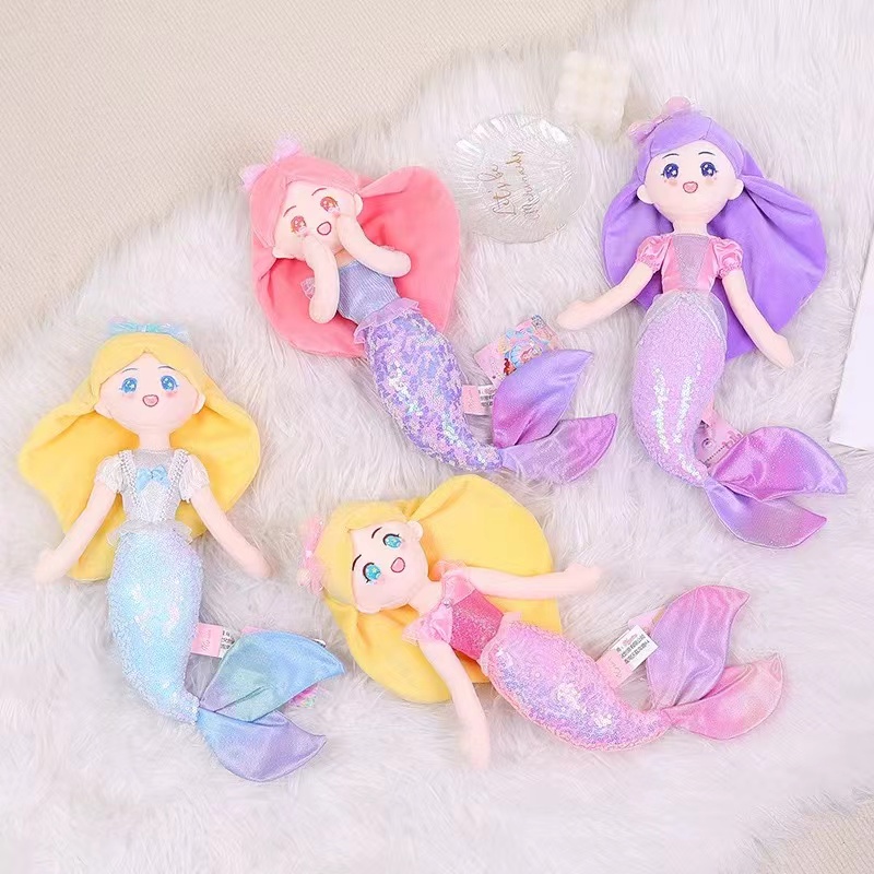 31cm Kawaii Mermaid Plush Toys Beautiful Sparkling Mermaid Fish Pillow ...