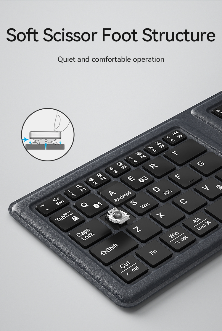 Bow Hb255s Mini Bluetooth Folding Keyboard Wireless Portable Foldable With Numeric Keys For