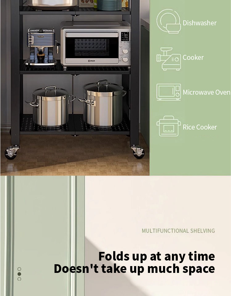 3/4/5 Layer Foldable Kitchen Rack organizer Multifunction Foldable ...