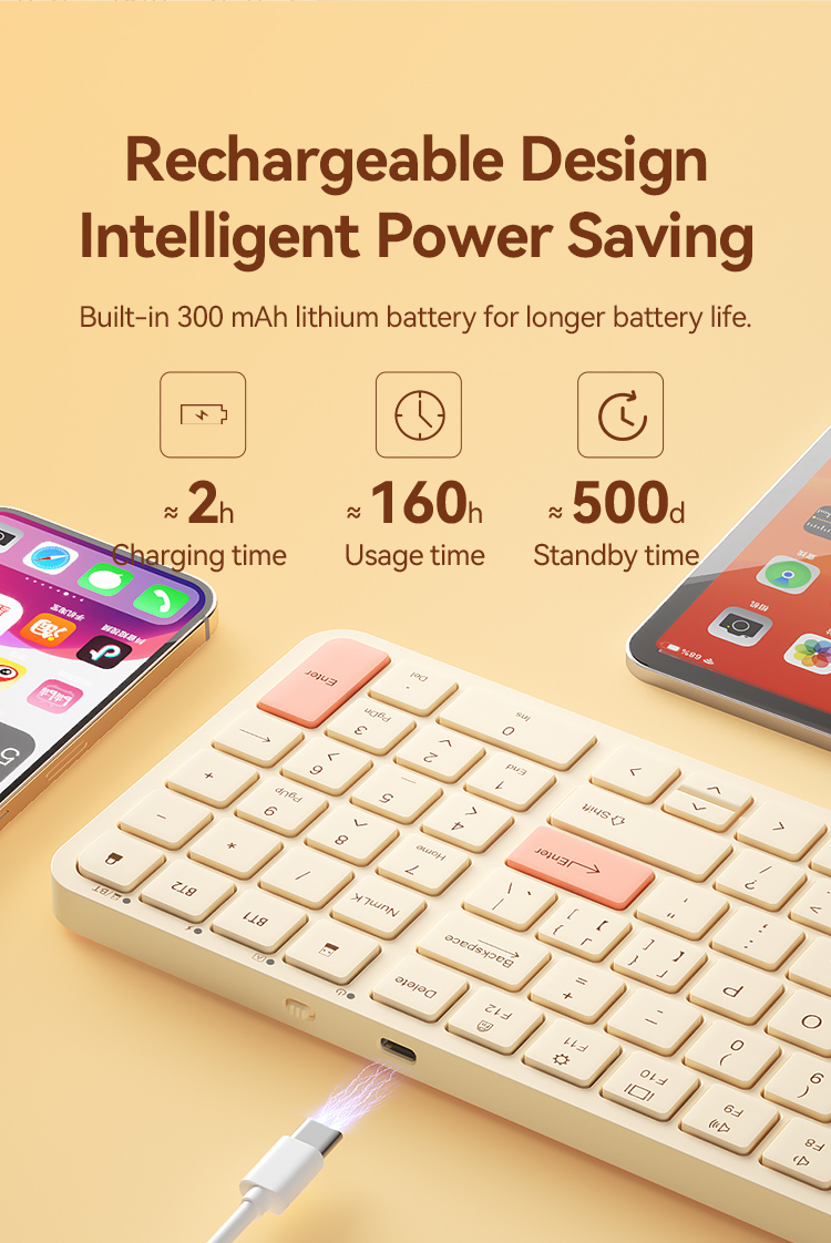 B.O.W HD363CL-2 Dual-mode keyboard Rechargeable Green Pink Cute 2.4G ...