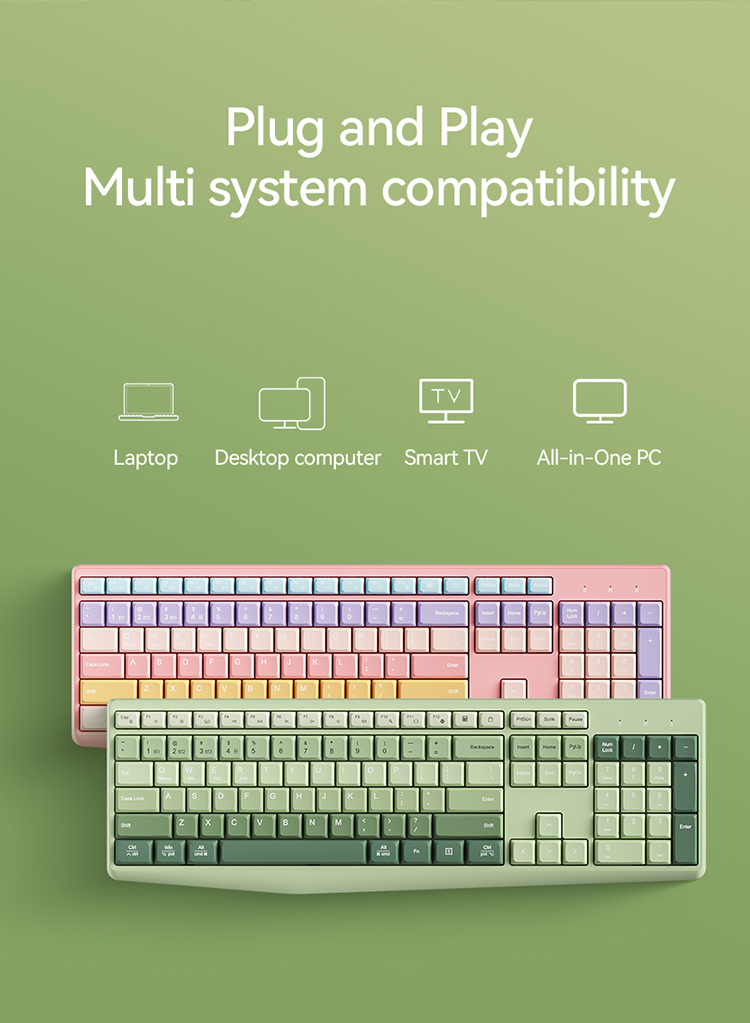 BOW K161D Wireless Bluetooth Dual-Mode Keyboard BT Bass Keys Gradient ...