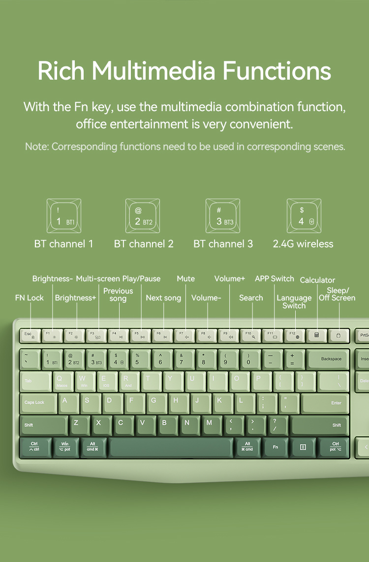 BOW K161D Wireless Bluetooth Dual-Mode Keyboard BT Bass Keys Gradient ...