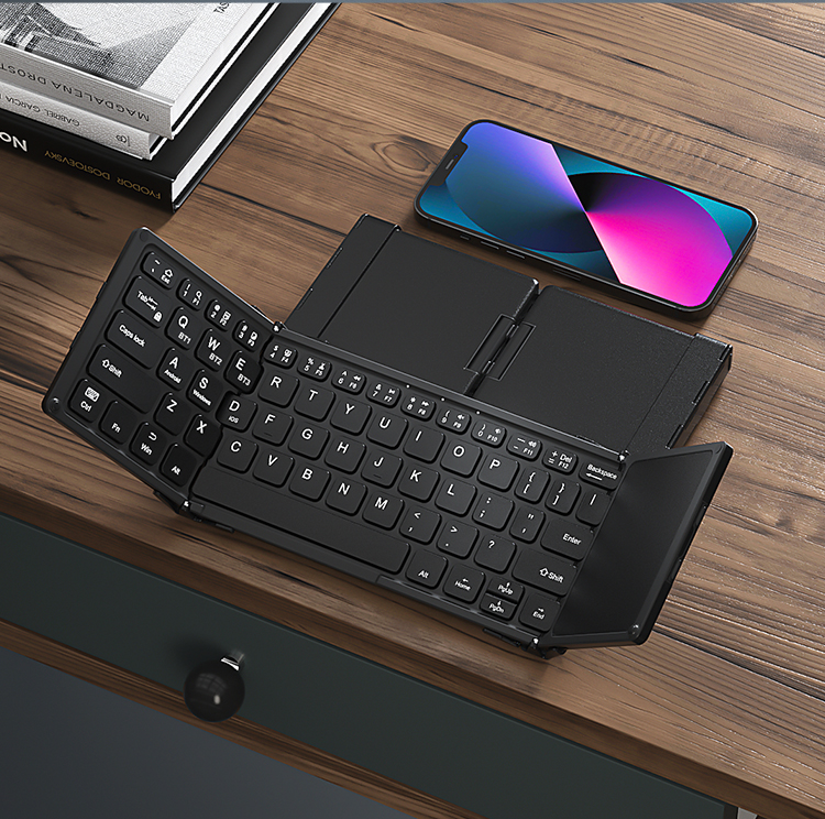 Bow Hb318 Mini Wireless Bluetooth Folding Keyboard Portable Rechargeable With Touchpad Shopee