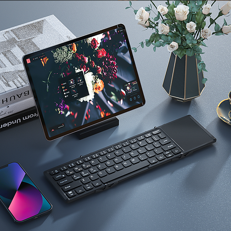 Bow Hb318 Mini Wireless Bluetooth Folding Keyboard Portable Rechargeable With Touchpad Shopee