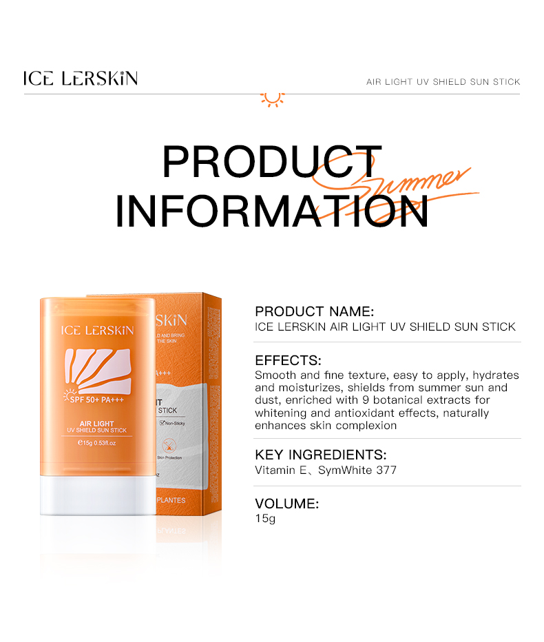 ICE LERSKIN Sunscreen Stick SPF 50+ Sun Stick Oil Control Sweat ...