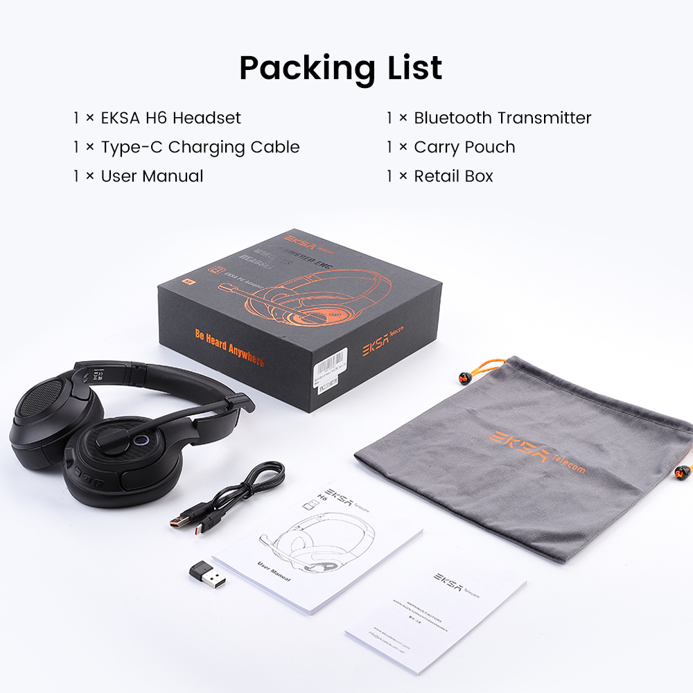 EKSA H6 Wireless Headphones Bluetooth Office Headset with USB Dongle ...