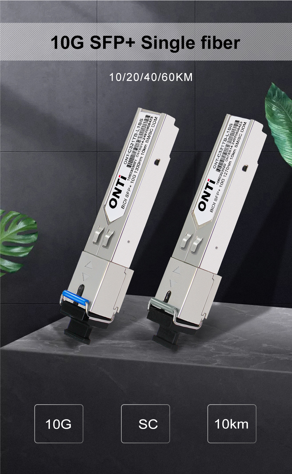 ONTi 10G SC SFP Single Mode Simplex SFP+ Module 10Km 1330/1270nm ...