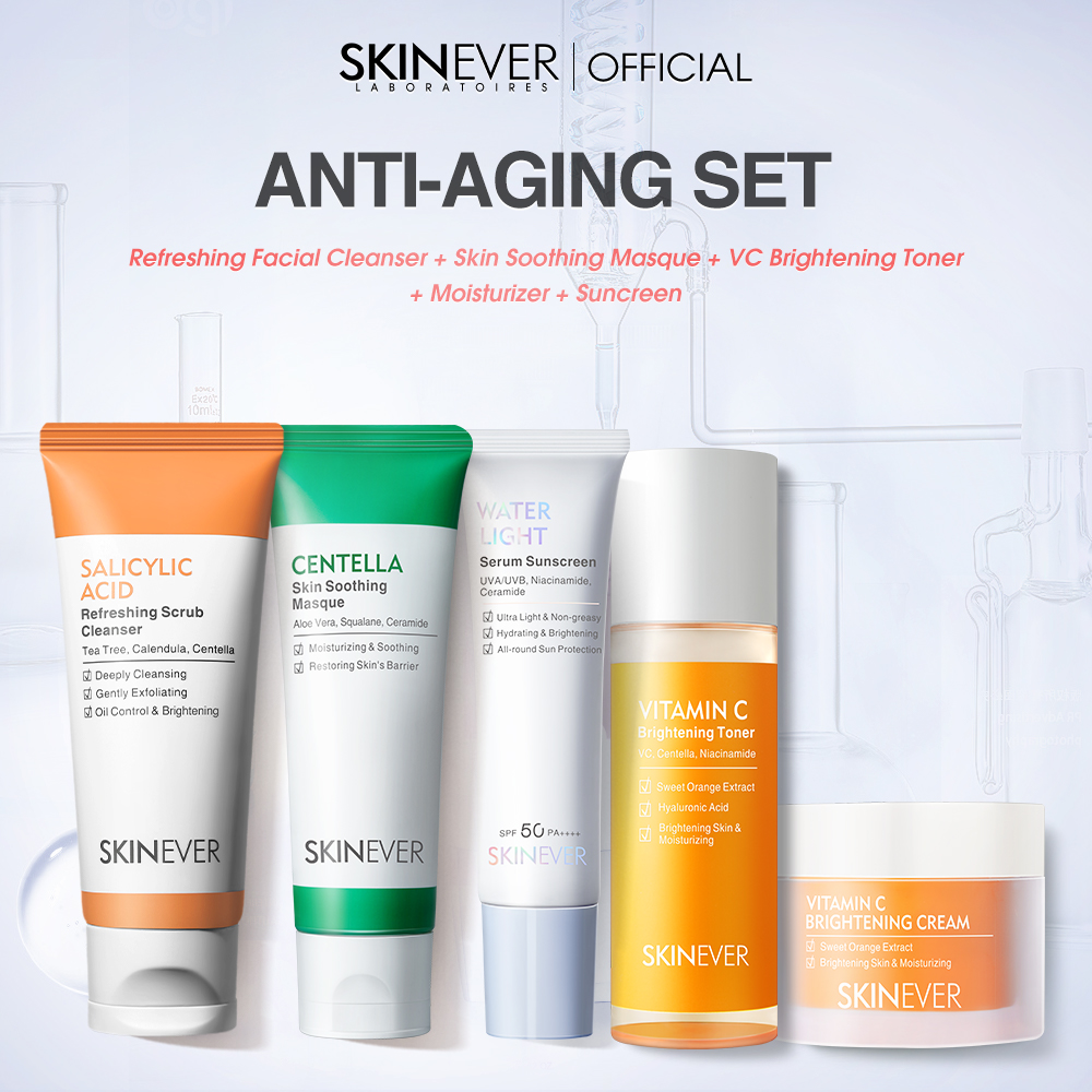 SKINEVER Skincare Set Refreshing Scrub Cleanser Salicylic Acid Serum ...