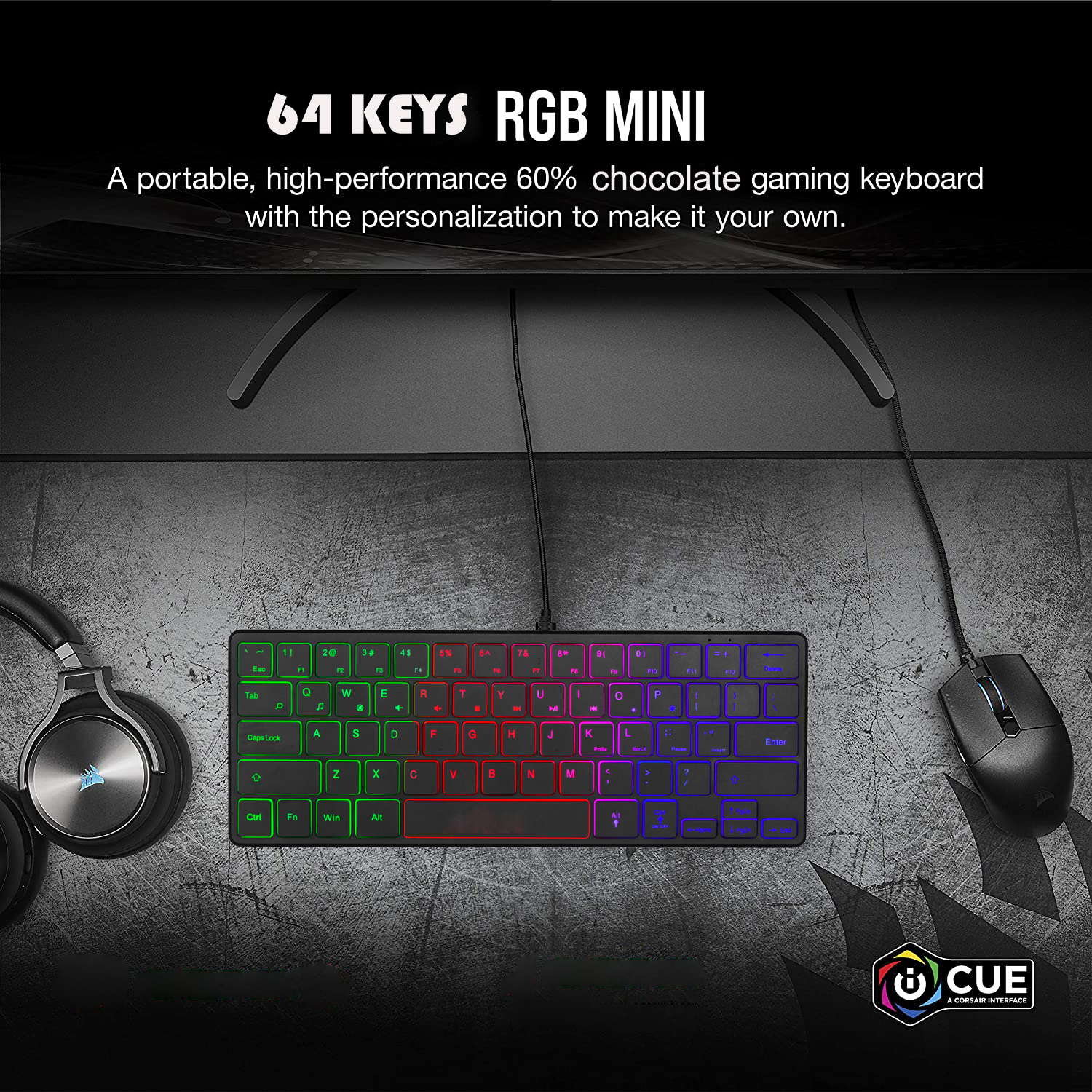 Zeus Z-911 RGB Gaming Keyboard - 64 Keys Keypad / Keyboard Multi Color ...
