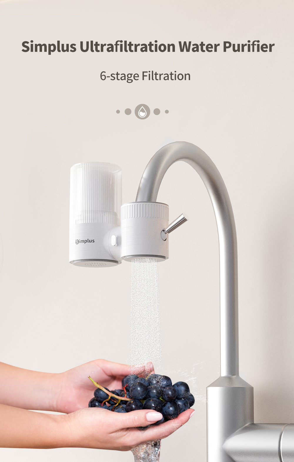 Simplus Water Purifier Tap Water Purifier 6-Stage Filtration 0.01µm Ultrafiltration Filter ...