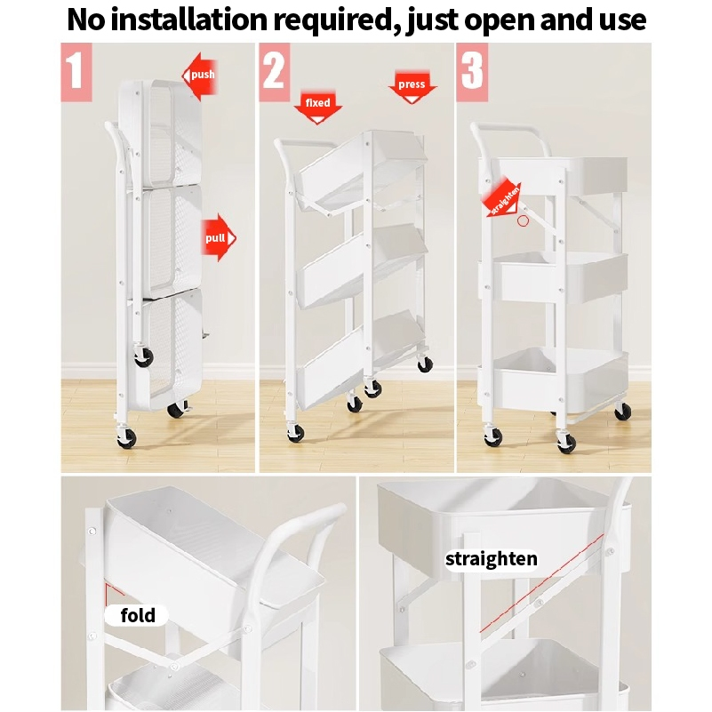 Foldable Moving Rack Kitchen Storage Shelf Cabinets Living Room ...