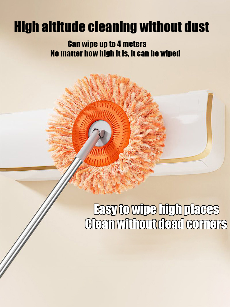 Floor Mops Ceiling Mop Wall Mop with 2m Handle Round Map Lazy Dust Removal Mop For Floor Car ...