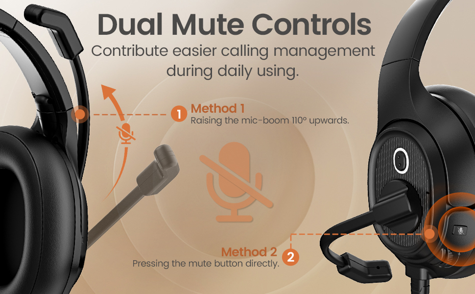 EKSA H2 USB Wired Computer Headset Over-Ear Office Headphones with ENC ...