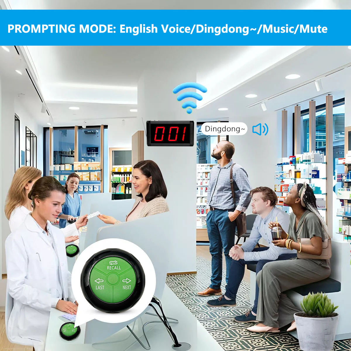 Queue Number Call System Order Buzzer for Shop Office Clinic Restauran ...
