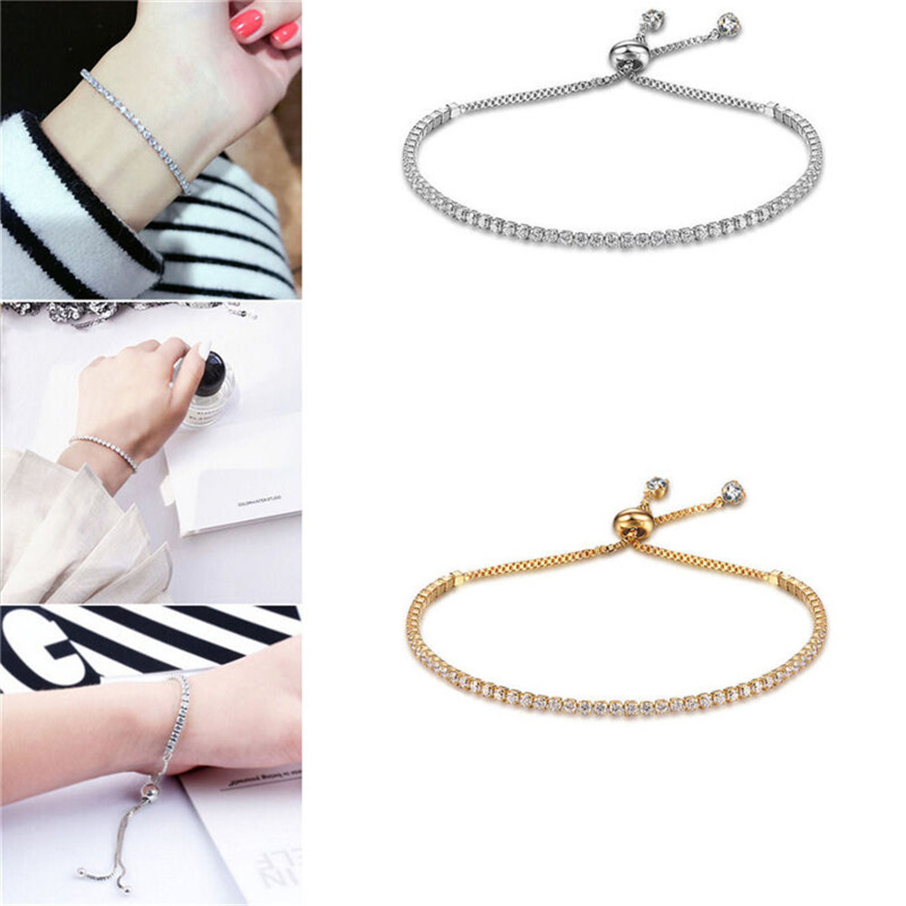Crystal Bracelet Adjustable Light Luxury Zircon Bracelet Female Simple ...