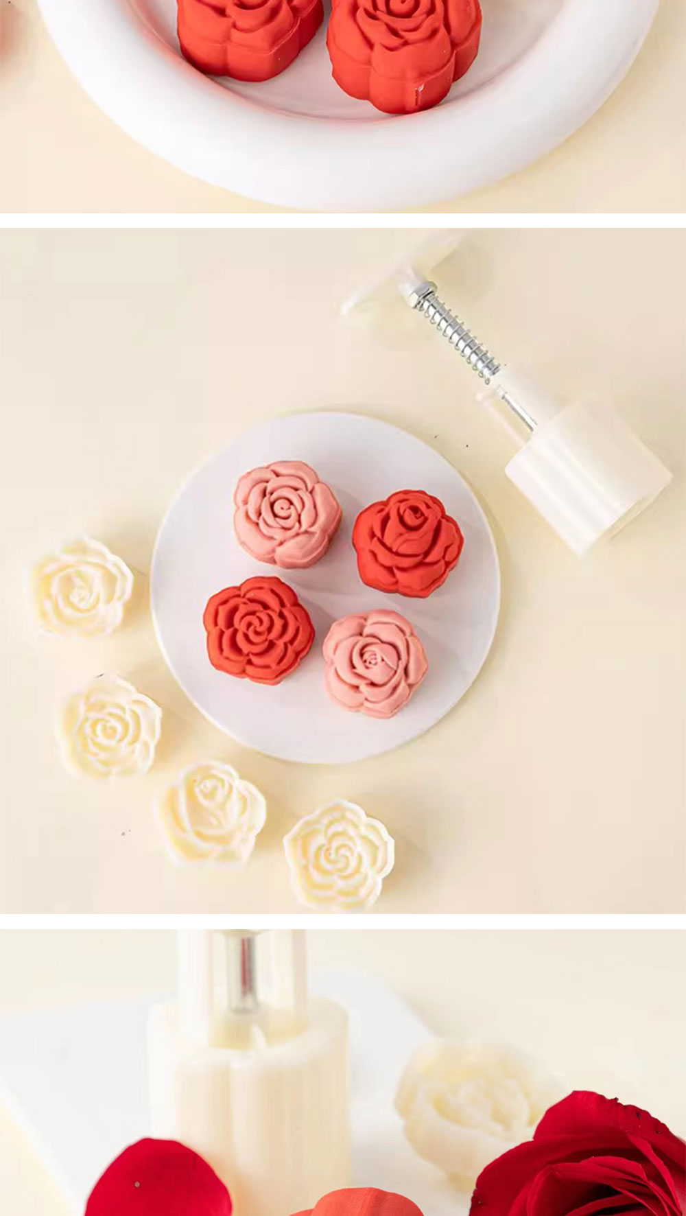 New 4Pcs/Set 50g Flower Mooncake Mold with Tulip, Cherry Blossom, Rose ...