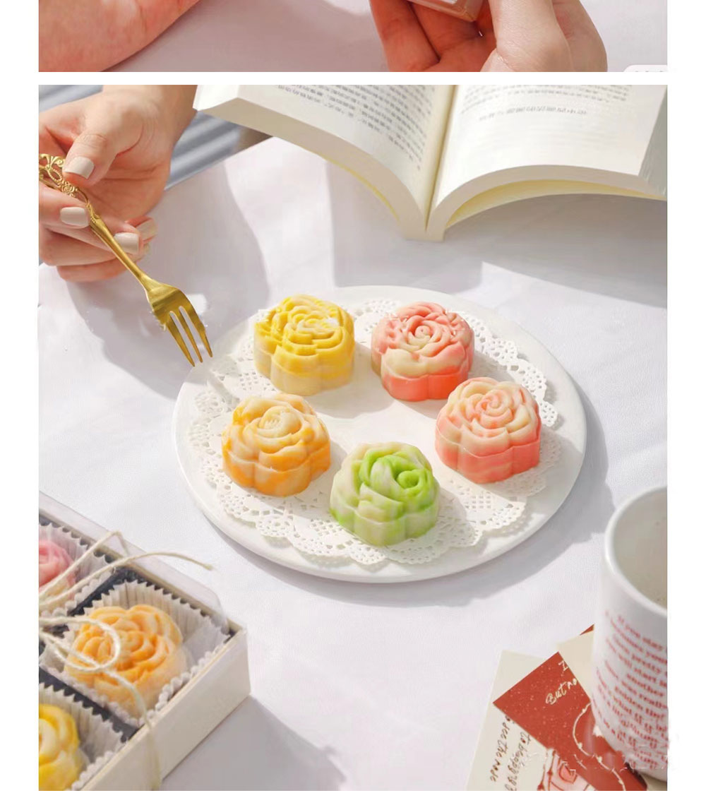 New 4Pcs/Set 50g Flower Mooncake Mold with Tulip, Cherry Blossom, Rose ...
