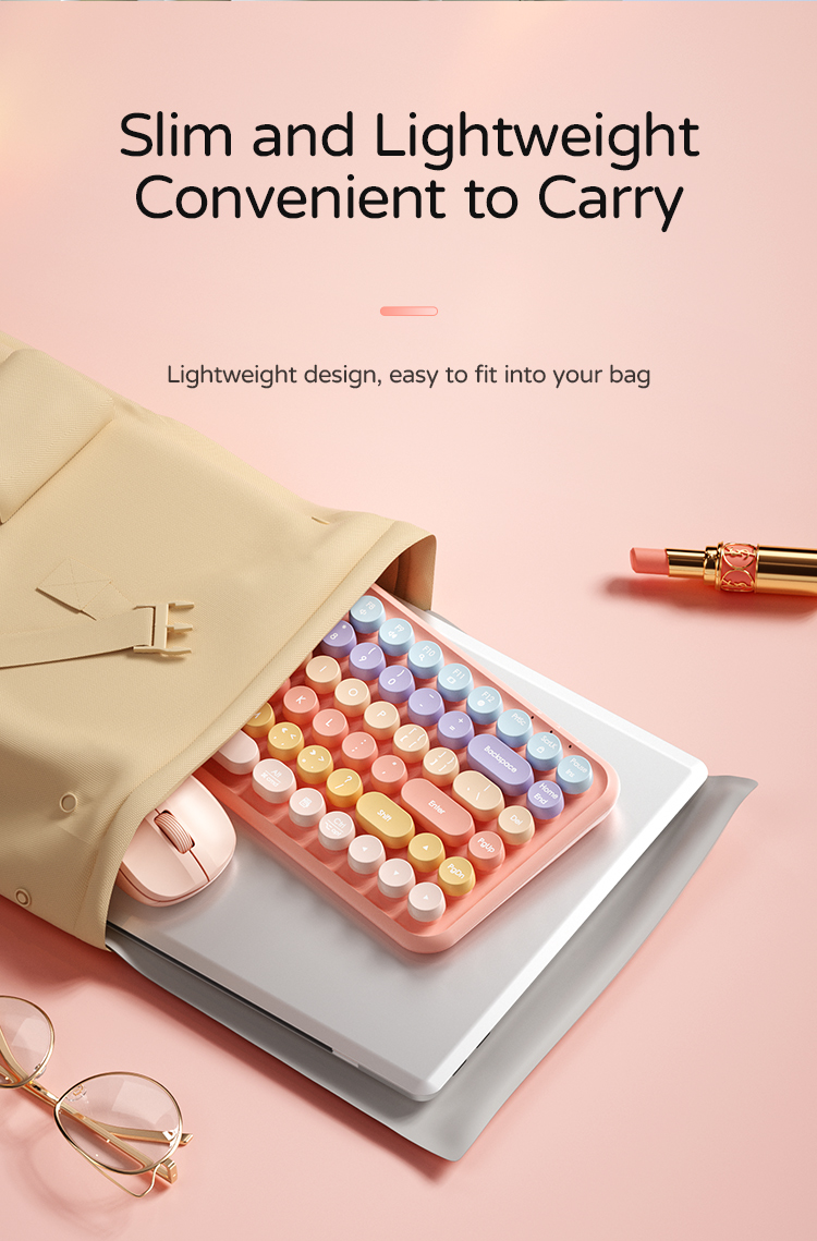 BOW USB Wireless Keyboard K608 Mini Portable 2.4G Ergonomic 84 Keys ...