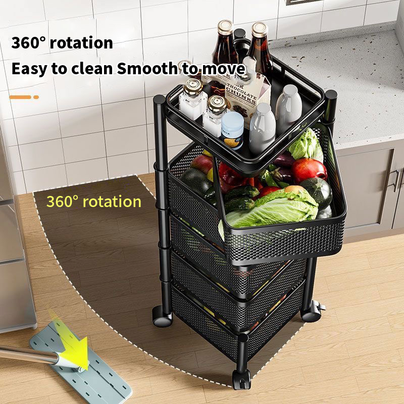 Rotating kitchen storage rack multi-functional vegetable rack household ...