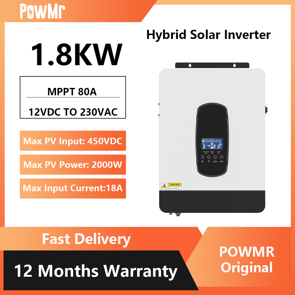 PowMr 1.8KW 3KW Hybrid Solar Inverter Built In 80A MPPT Solar Charge ...