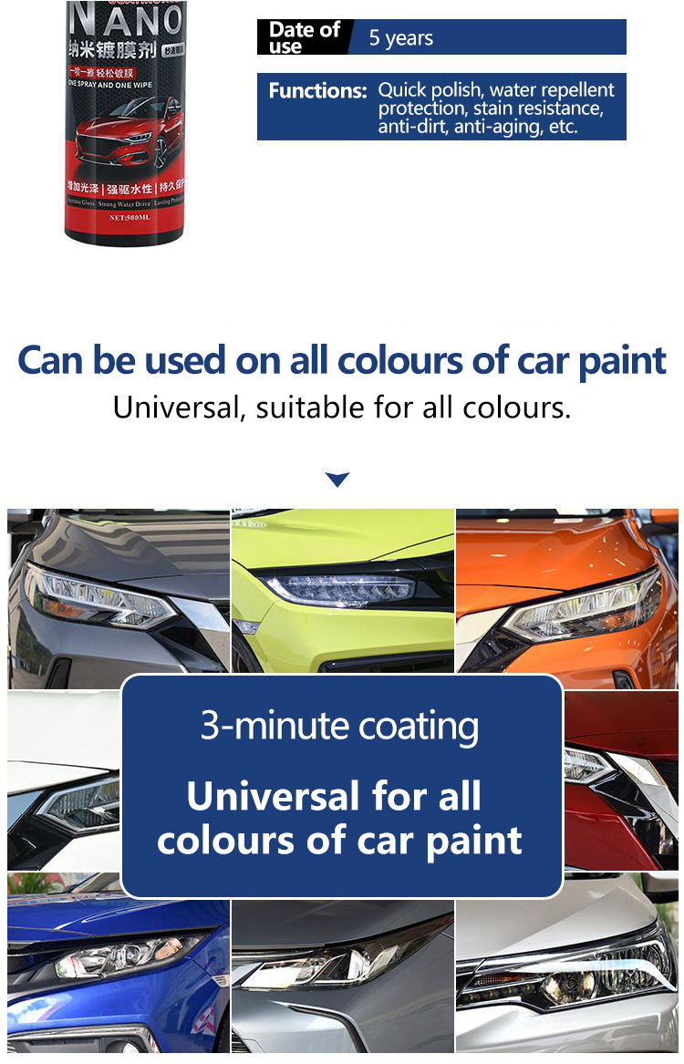 Car Care 3-in-1 Nano Coating Coating agent 500ML Car Wax Spray ...