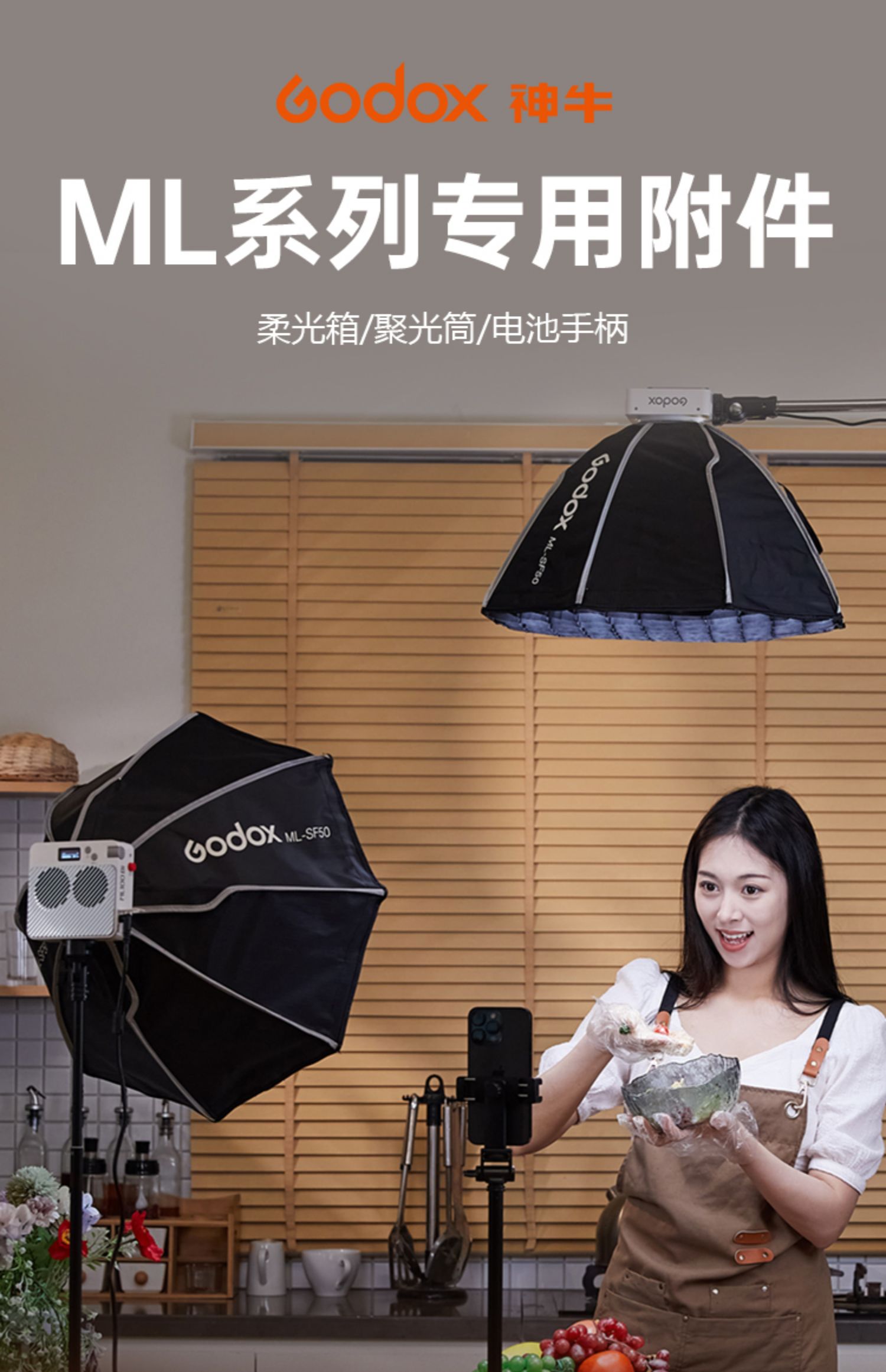 Godox ML60 ML100Bi Continuous Light Fill Light Accessories Baorong ...