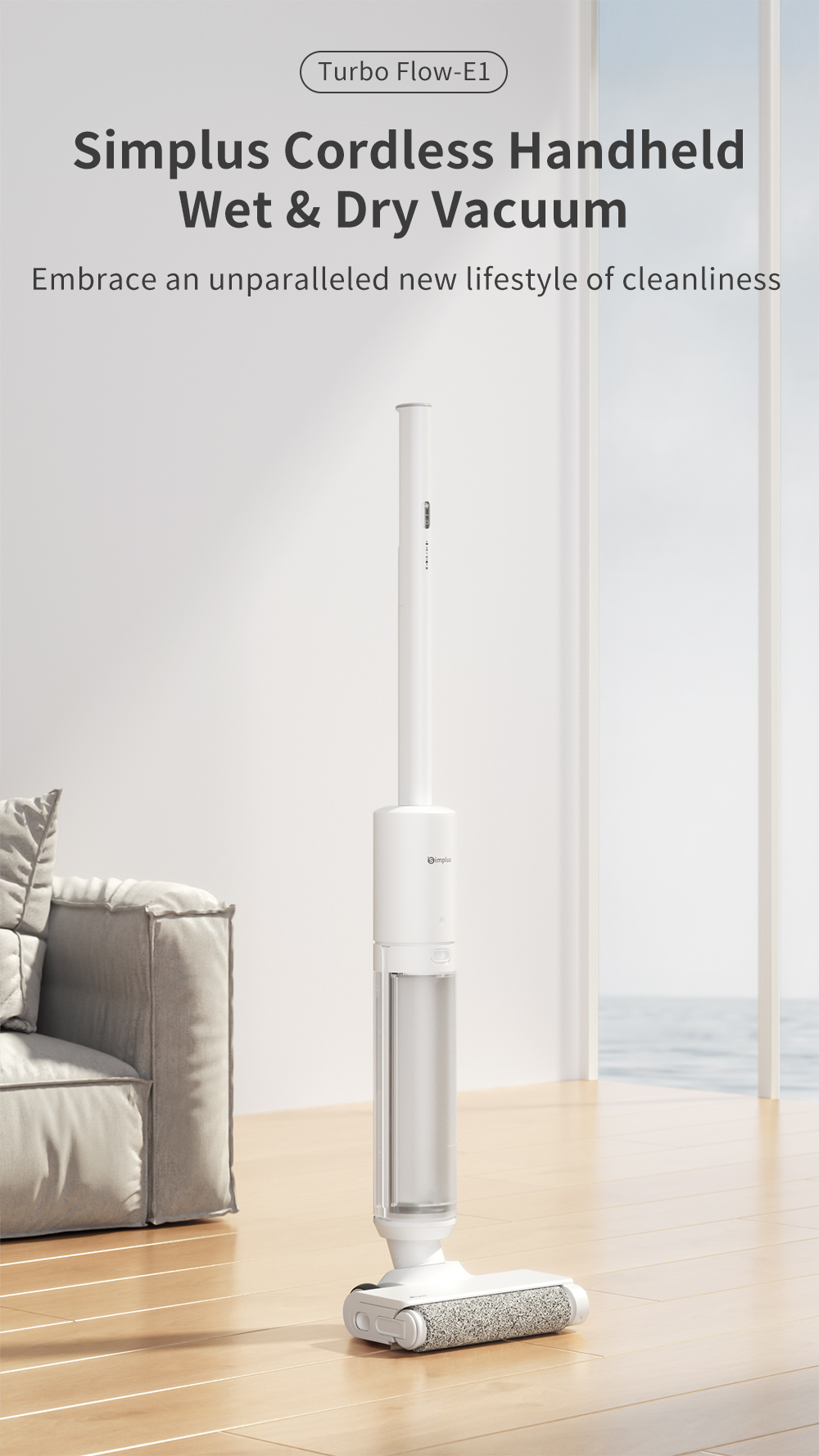 Simplus Cordless Wet & Dry Vacuum Cleaner Floor Cleaner and Mop with ...