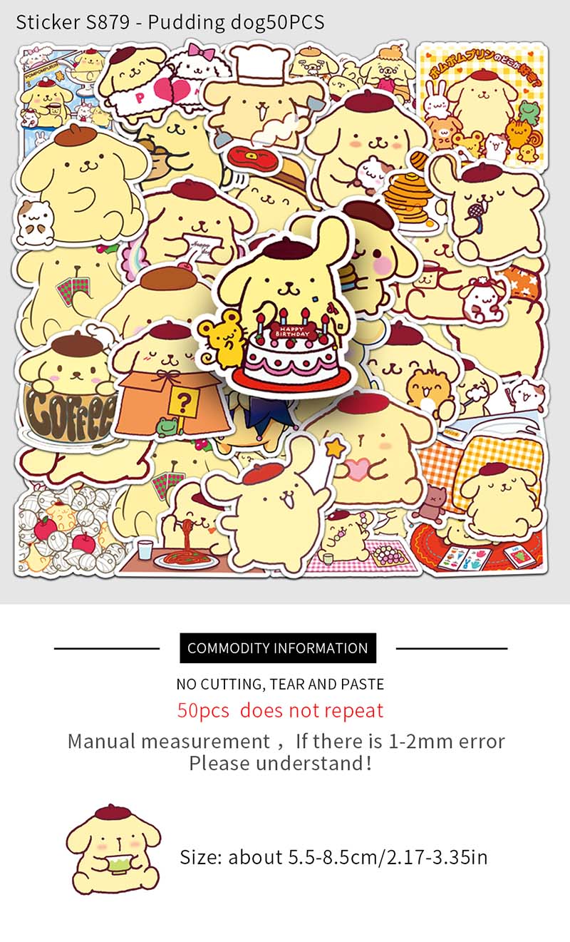 50pcs Sticker Sanrio Cute Pompom Purin Graffiti Decal DIY Cell Phone ...