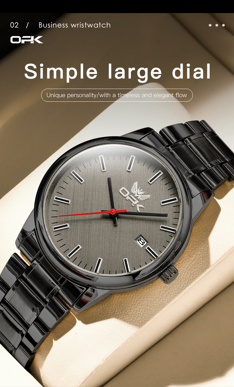 OPK Watch For Men Water Proof Original Stainless Steel Strap Black 6030 ...