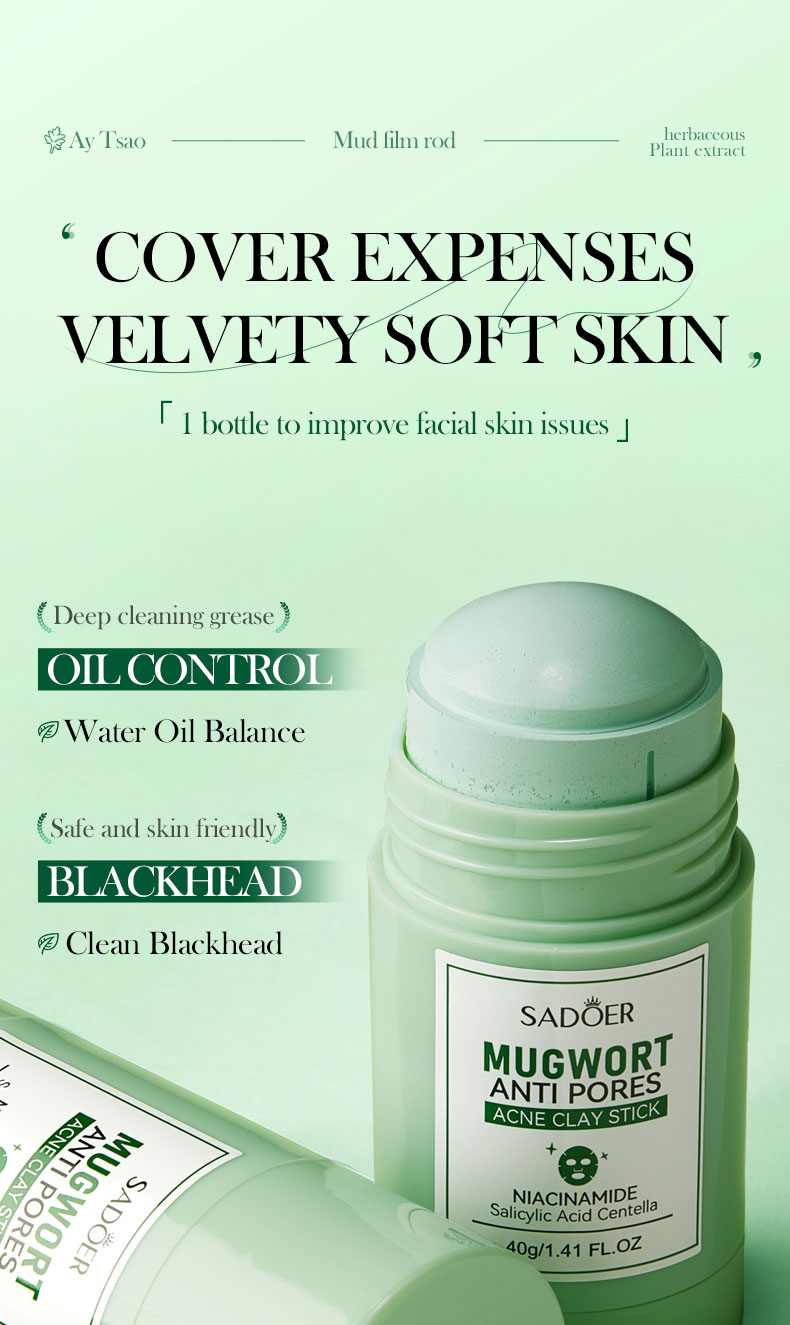 SADOER BUY 1 TAKE 1 Mugwort Clay Mask Black Heads Removal Clean Pores ...