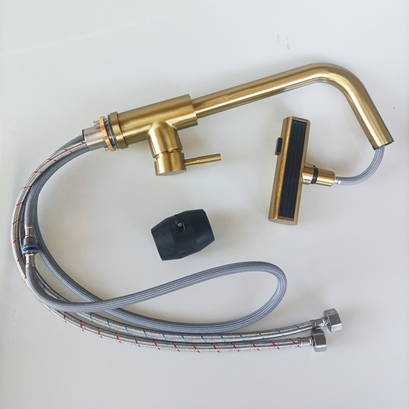 Baokemo Waterfall kitchen faucet with pull-down spray Modern stainless ...