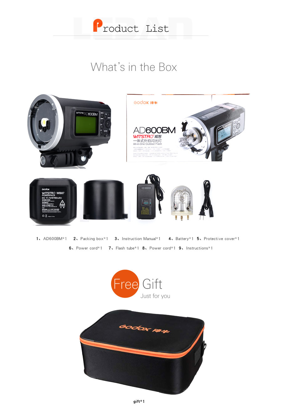 Godox AD600BM Bowens Mount 600Ws GN87 High Speed Sync Outdoor Flash ...