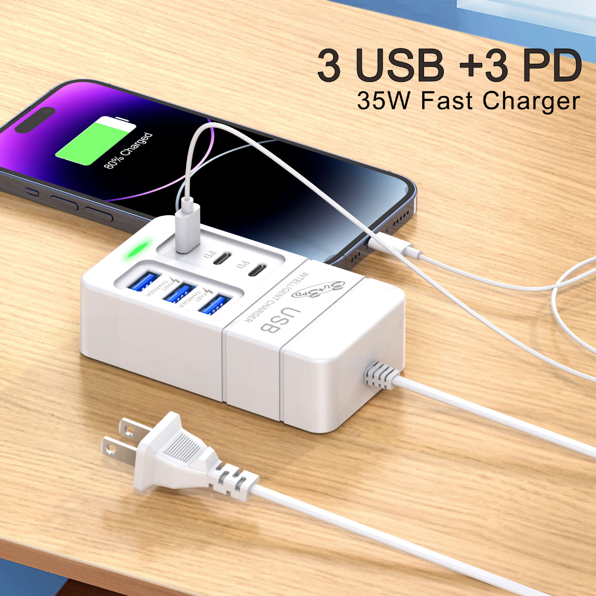 (Local Stock) 6 Port USB Charger QC 3.0 PD 35W Charging Wall Charger ...