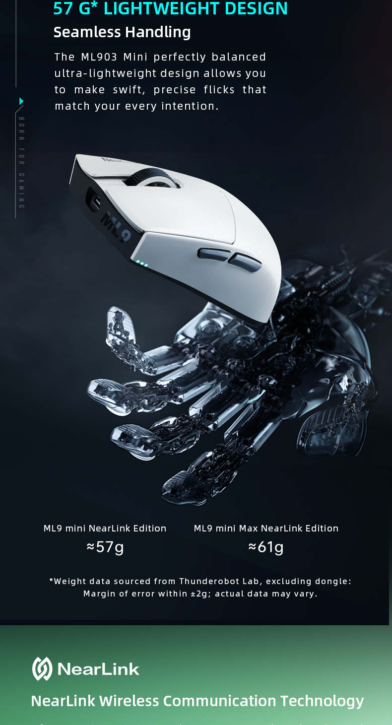 Thunderobot ML9mini NearLink Edition Tri-mode Wireless Gaming Mouse ... Thunderobot ML9mini NearLink Edition Tri-mode Wireless Gaming Mouse ...