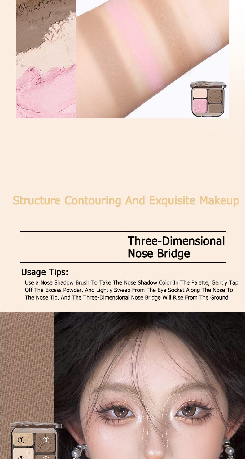 VEECCI Contour Highlight Palette Brightens Skin Tone Natural Long ...