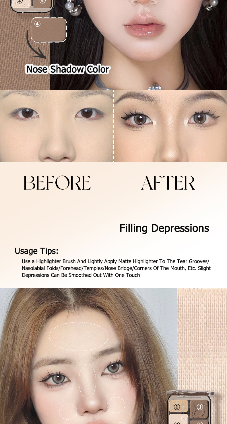 VEECCI Contour Highlight Palette Brightens Skin Tone Natural Long ...