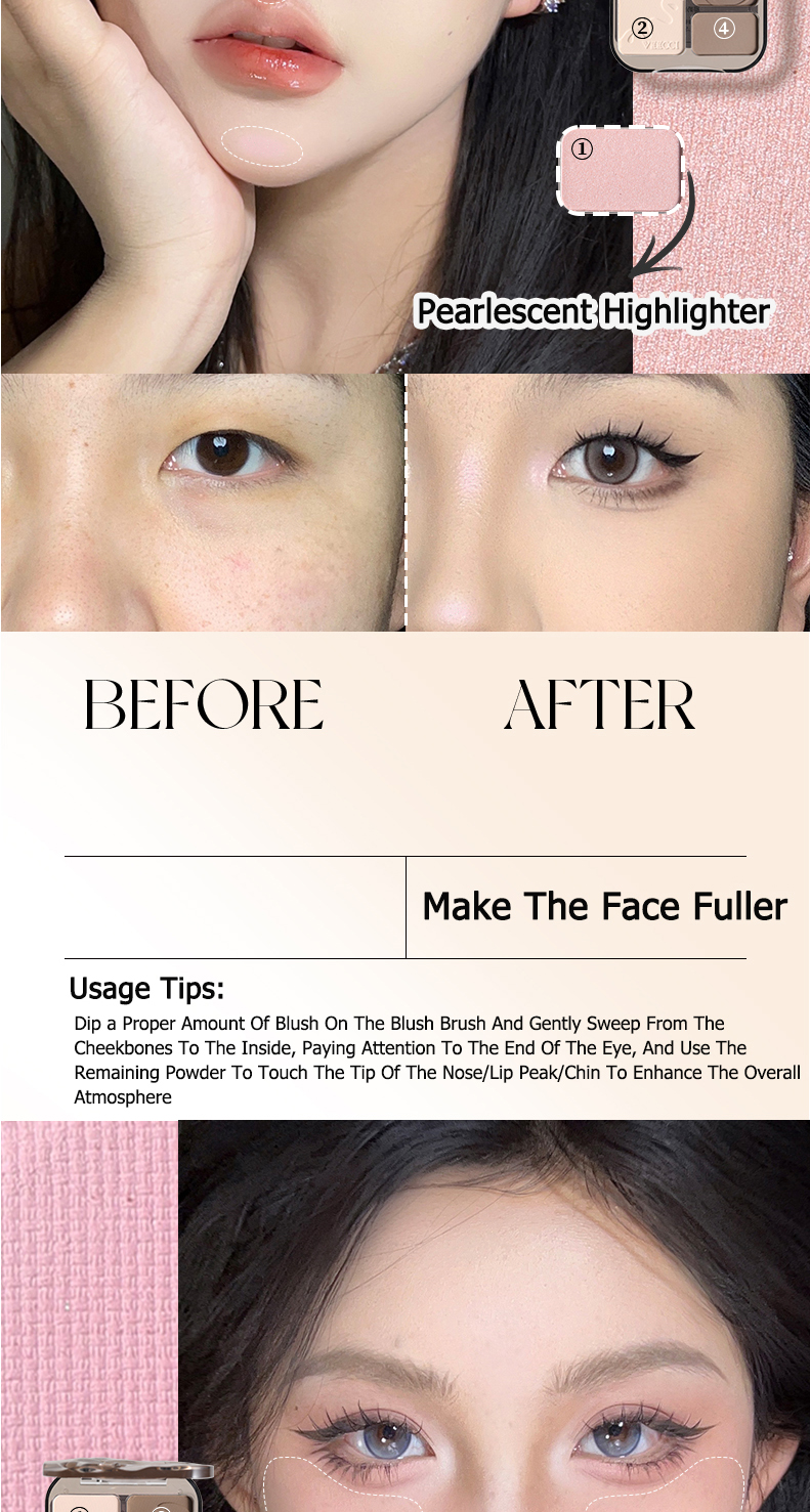 VEECCI Contour Highlight Palette Brightens Skin Tone Natural Long ...