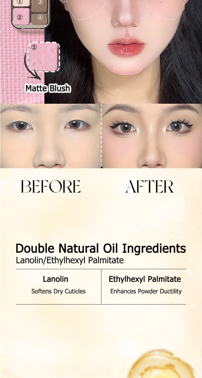 VEECCI Contour Highlight Palette Brightens Skin Tone Natural Long ...