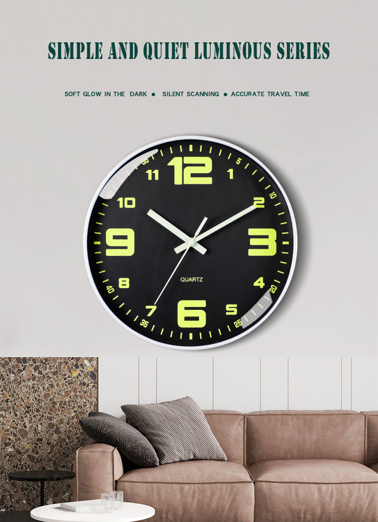 LOVVE#10inch Simple Luminous wall clock 4K-Glass Creative Silent home ...