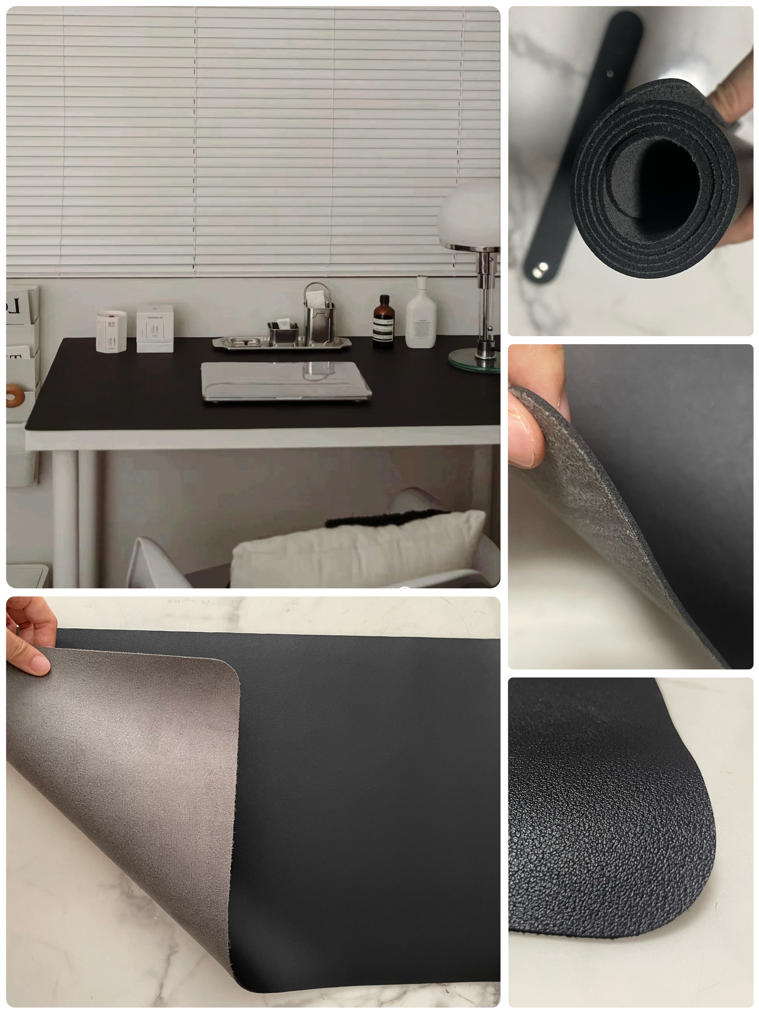 Black Leather Desk Mat PU Student Desk Mat Desk Oversized Mouse Mat ...