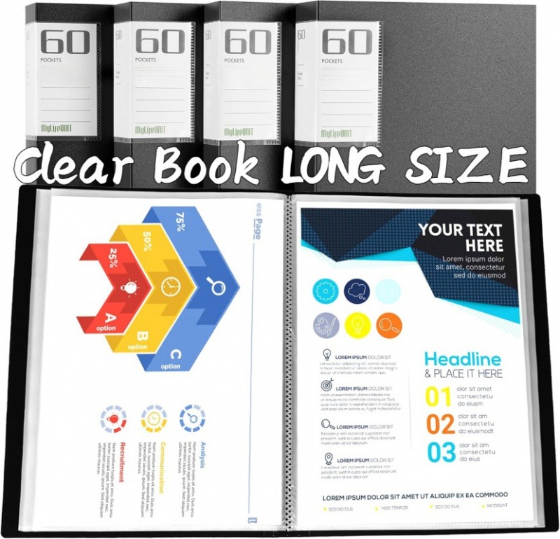 Clear Book Long Clear Folder Expanding File Folder with Clear Sheet ...