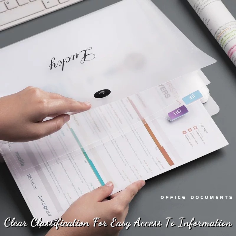 Long Expanding File Folder Document Storage Portable Clear File ...