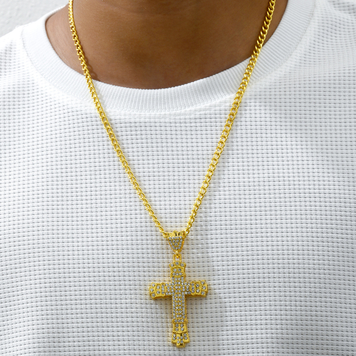 Hip Hop Large Cross Pendant Necklace Men Retro Bling Jewelry Unique ...