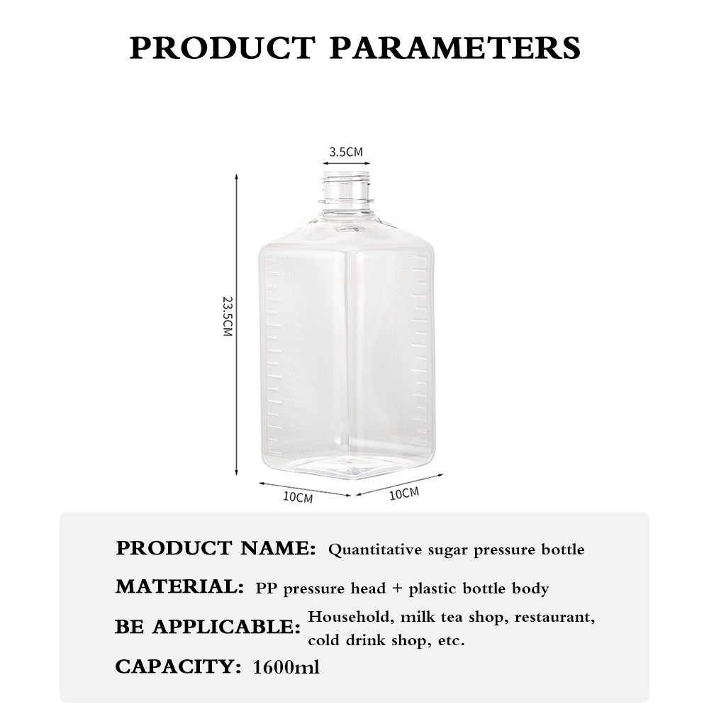 1600ML Sugar Pressure Bottle Plastic Fructose Squeeze Bottle Syrup Quantitative Pressure Head ...