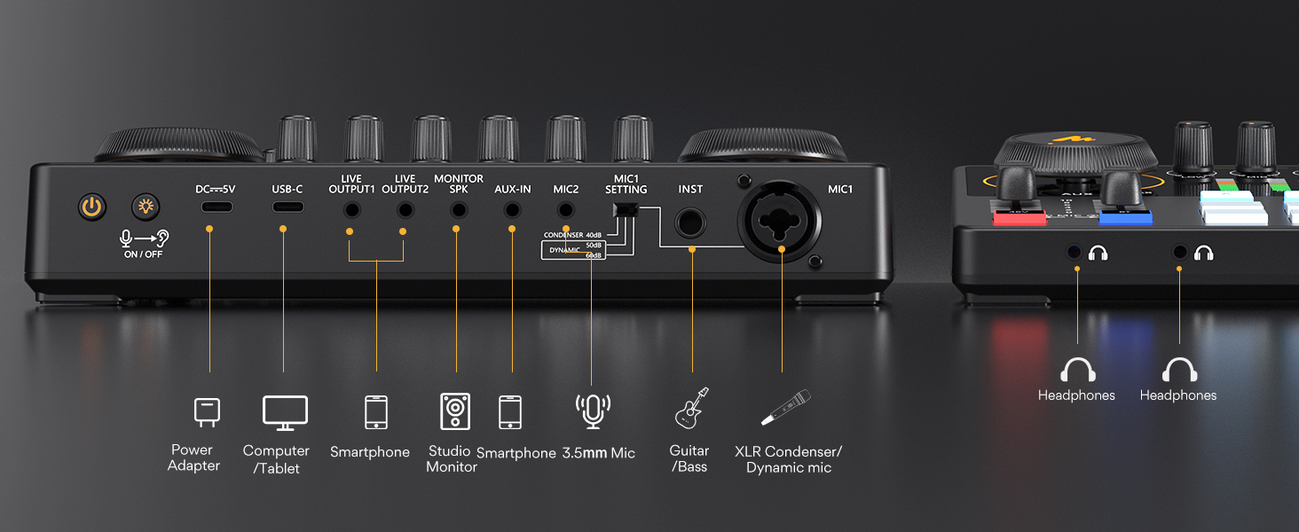 Maono AME2A Professional Sound Card Microphone Set Maonocaster Studio ...